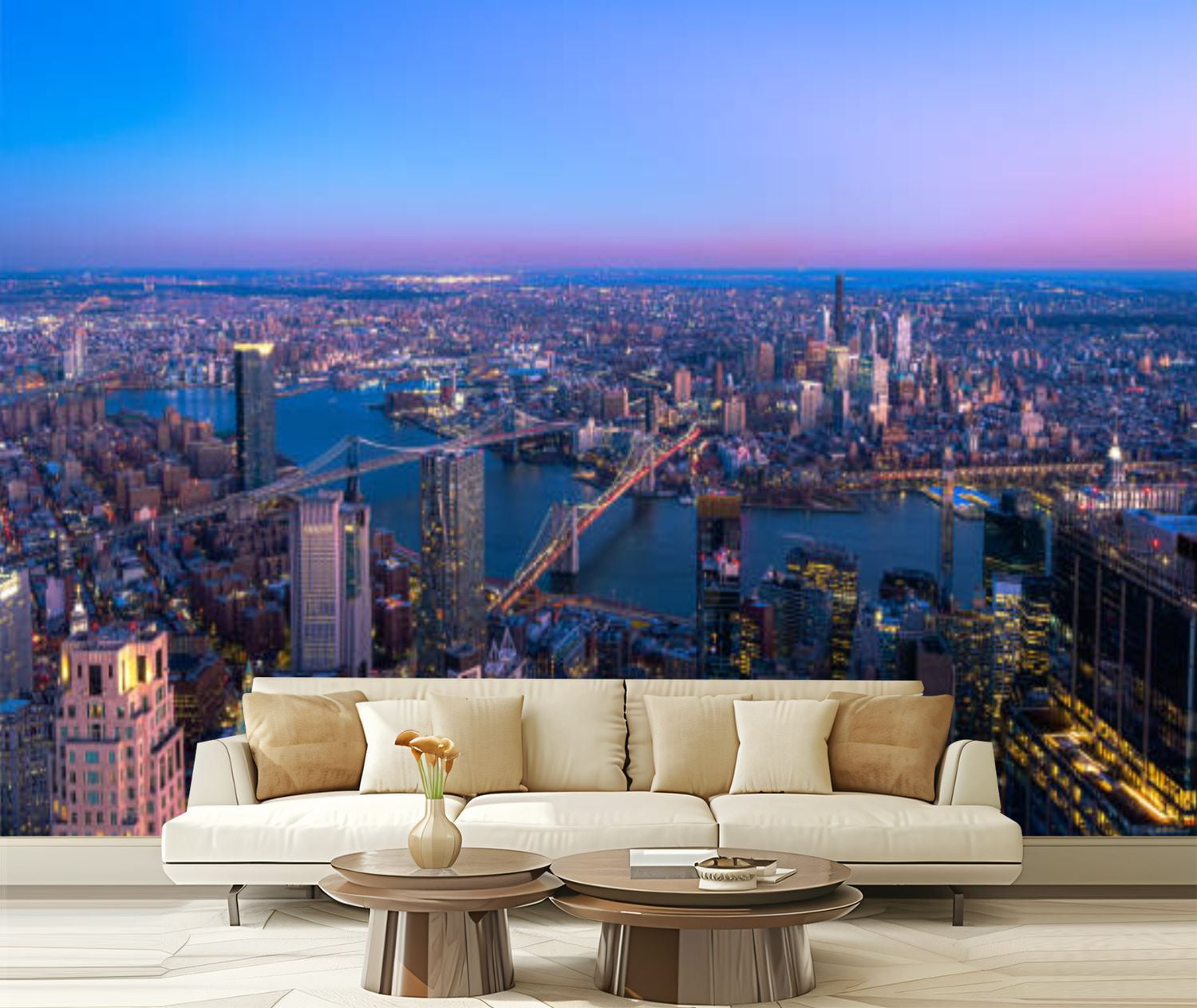 Peel and Stick Wallpaper Canvas Skyline New York City night View ...
