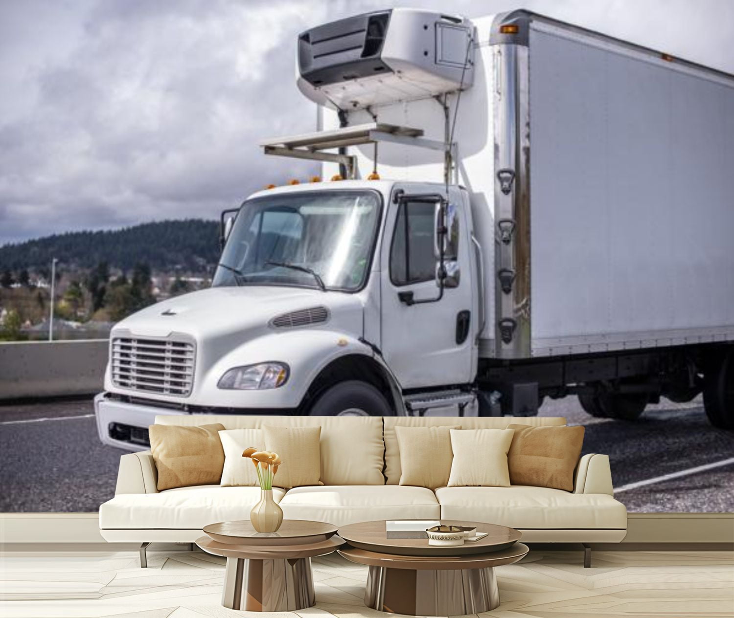 Peel and Stick Wallpaper Canvas Small compact rig semi truck ...