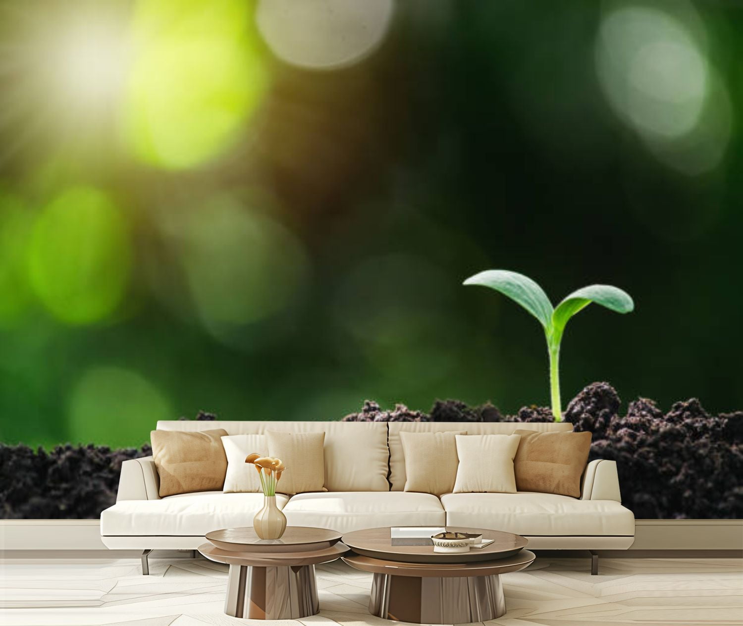 Peel and Stick Wallpaper Canvas Small trees are growing ground ...