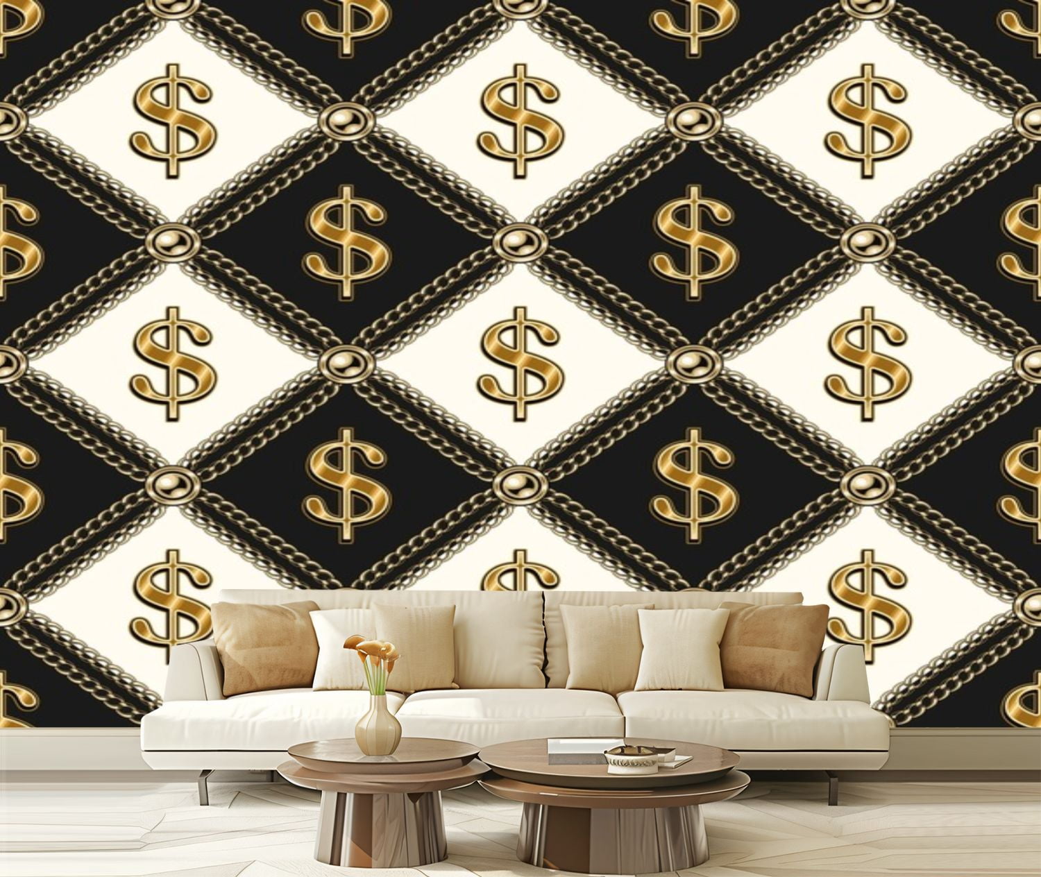 Peel and Stick Wallpaper Canvas Staggered luxury vintage black white ...