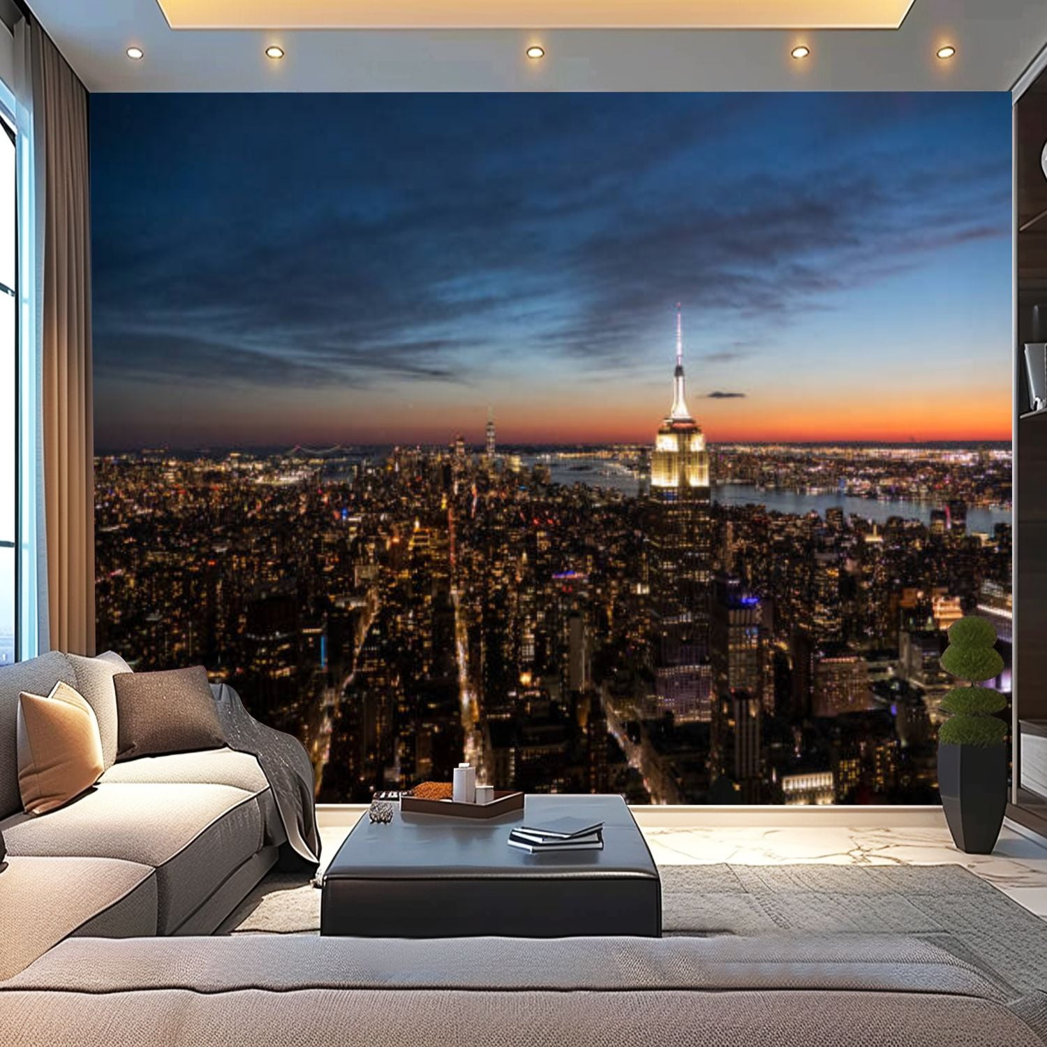 Peel and Stick Wallpaper Canvas Stunning view from New York skyline ...