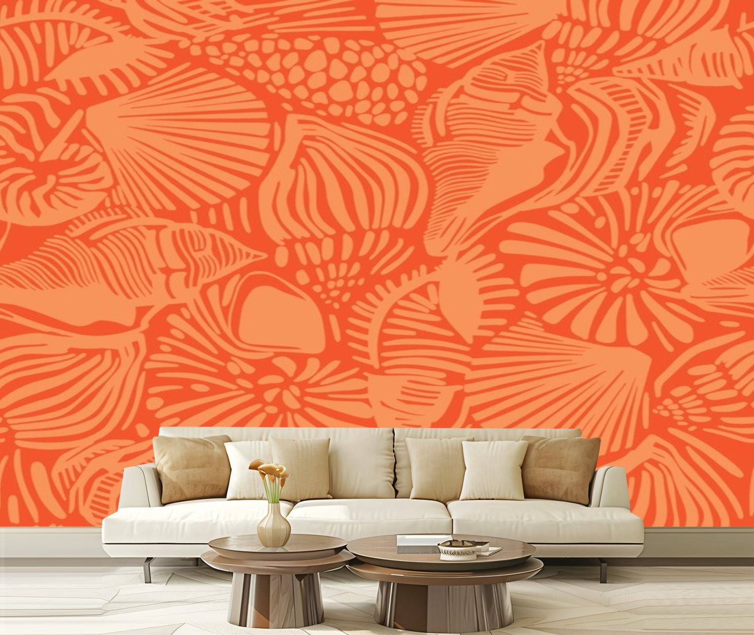 Peel and Stick Wallpaper Canvas Summer sea shells seamless Sea shell ...