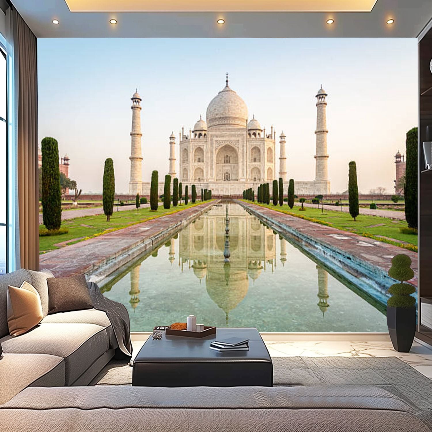 Peel and Stick Wallpaper Canvas Sunrise India Culture India Building ...