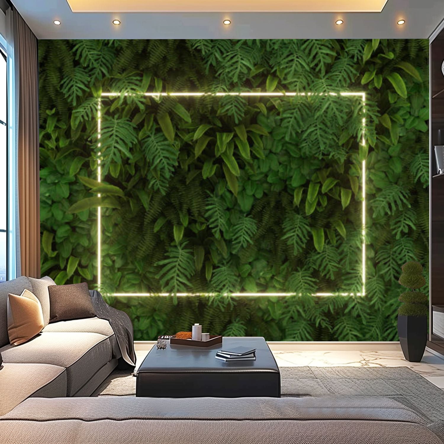 Peel and Stick Wallpaper Canvas Tropical leaves foliage jungle plant ...