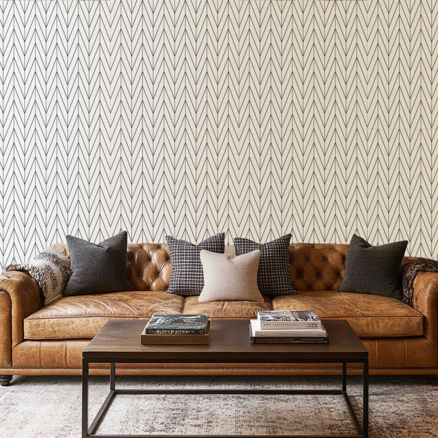 Peel and Stick Wallpaper Canvas Wallpaper Herringbone floor Seamless ...