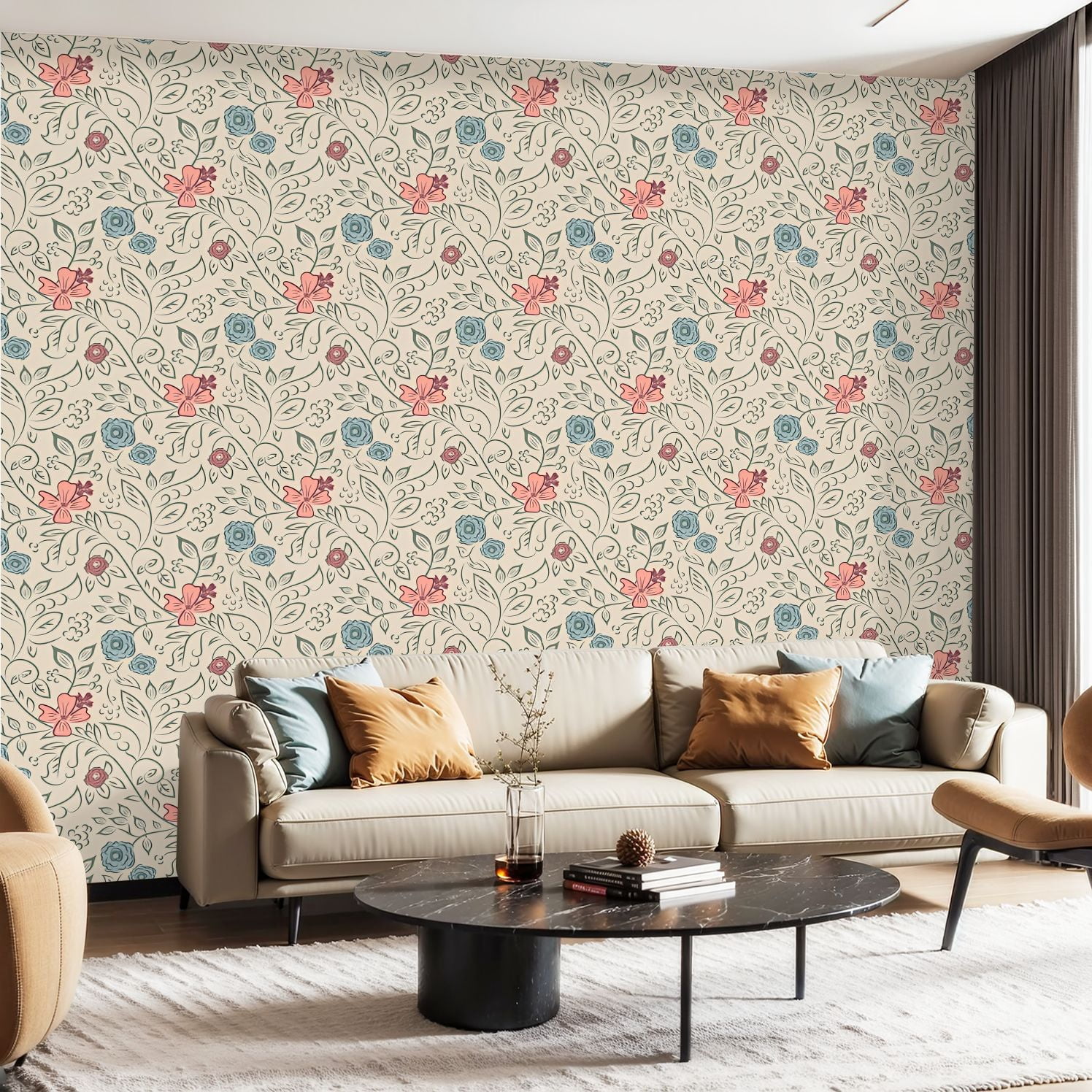 Peel and Stick Wallpaper Canvas Wallpaper Wildflower seamless Vintage ...