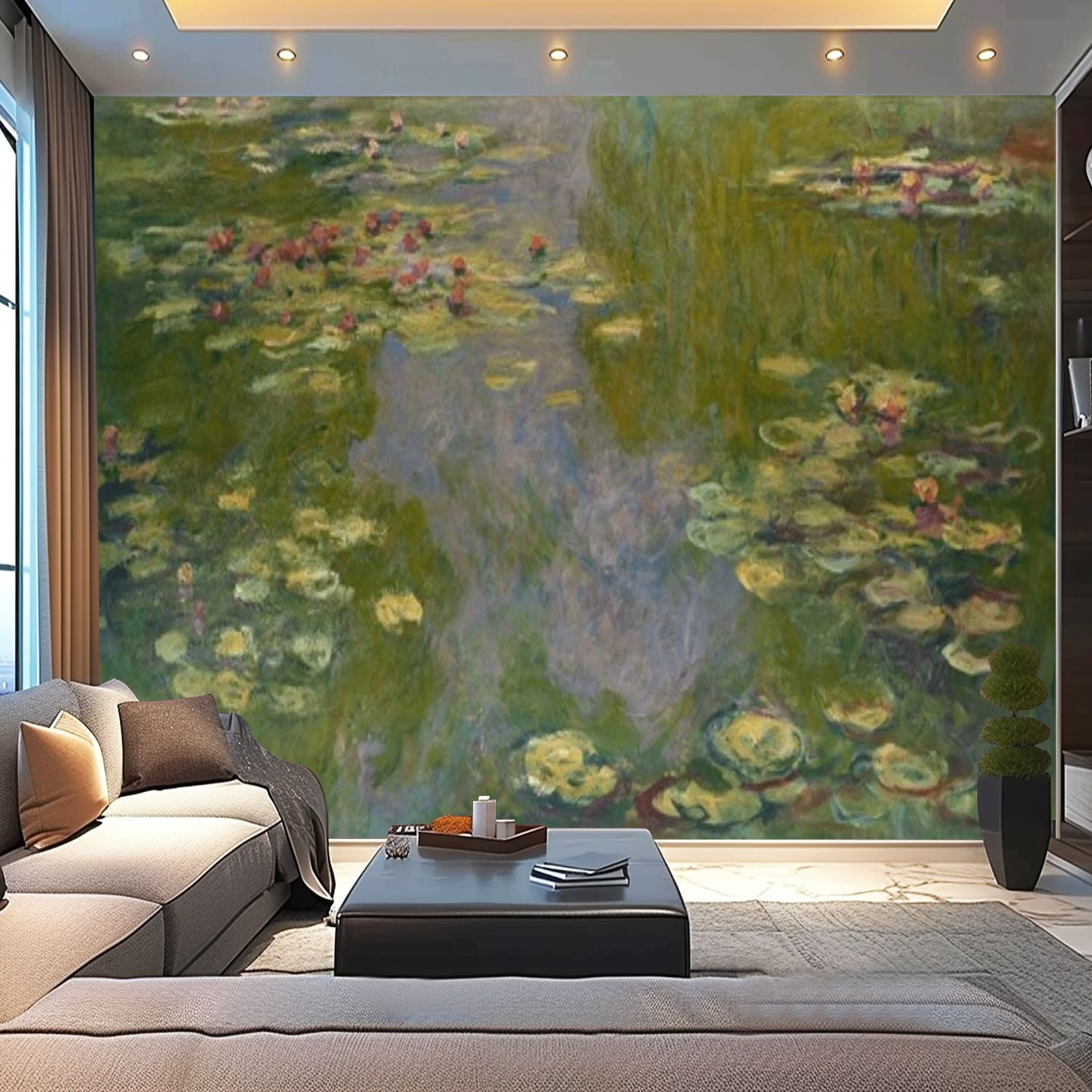 Peel and Stick Wallpaper Canvas Water Lilies by Claude Monet 1919 ...