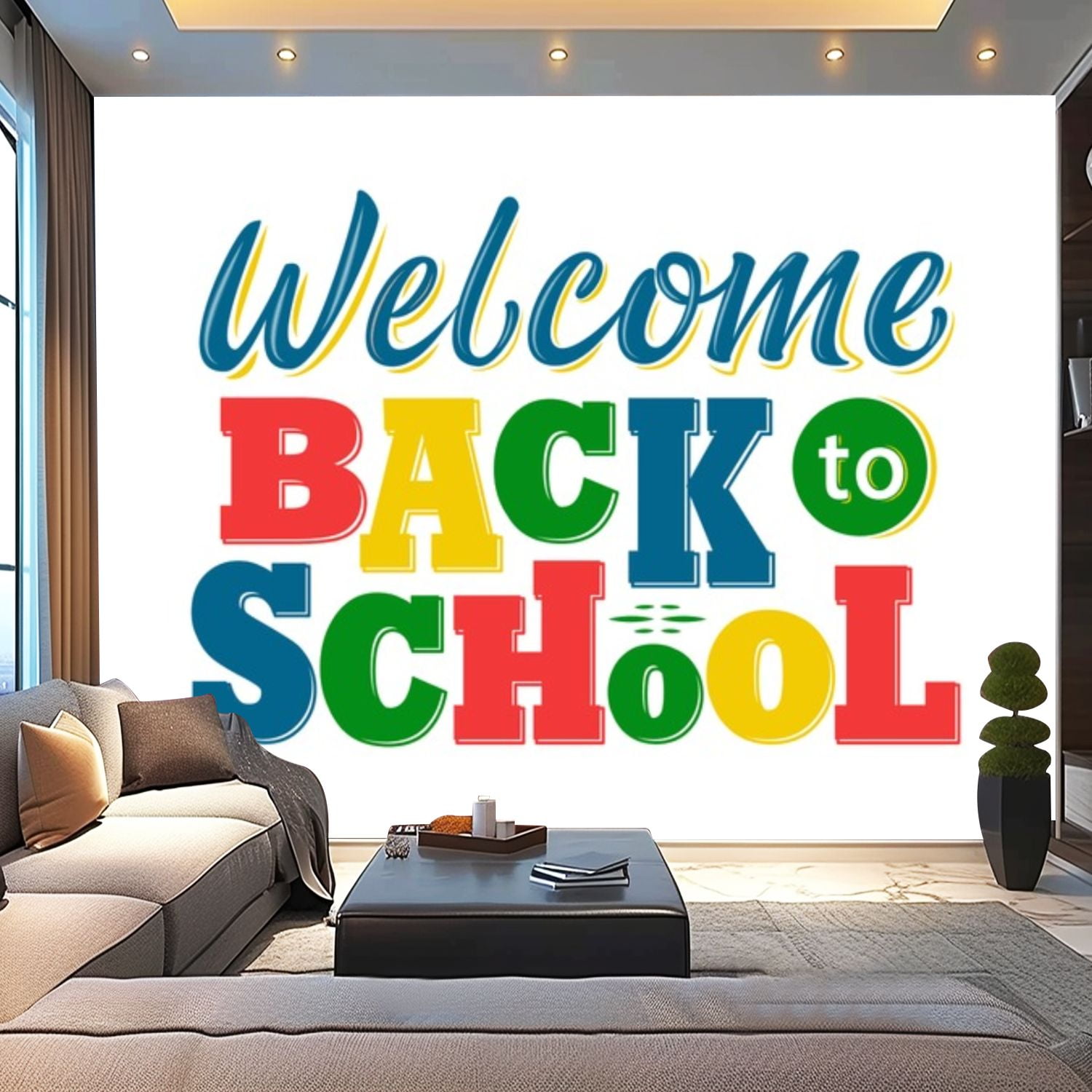 Peel and Stick Wallpaper Canvas Welcome Back to school lettering sign ...