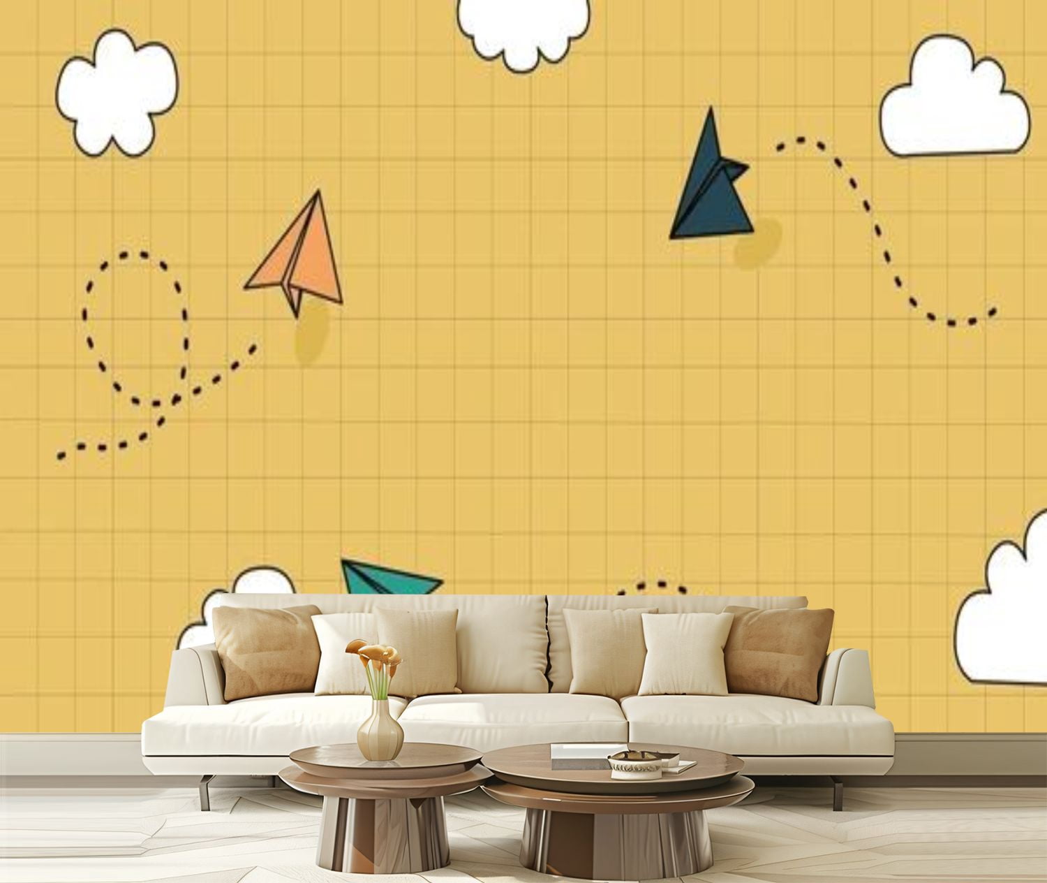 Peel and Stick Wallpaper Canvas Welcome To School paper airplanes ...