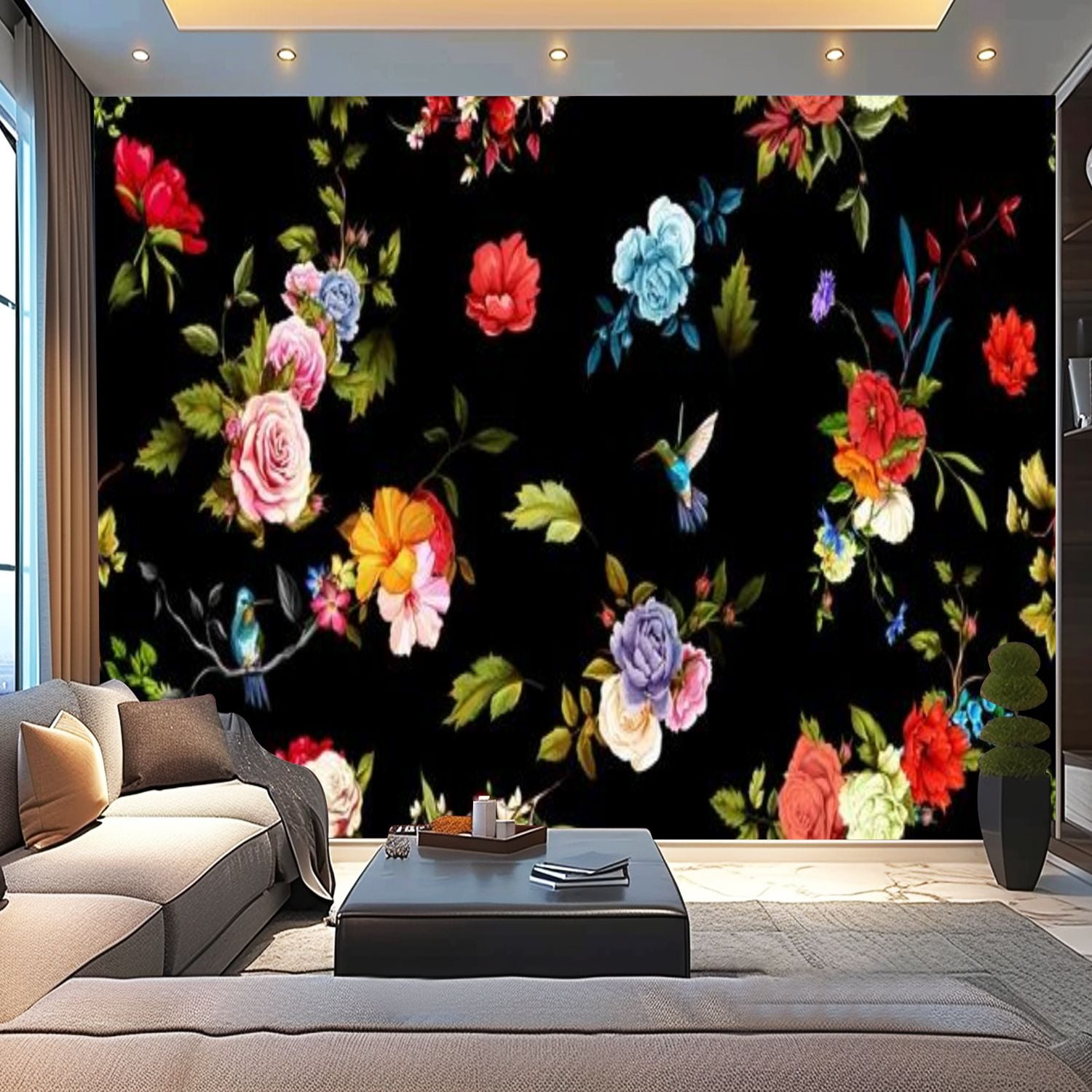 Peel and Stick Wallpaper Canvas Wide vintage seamless Rose peony ...