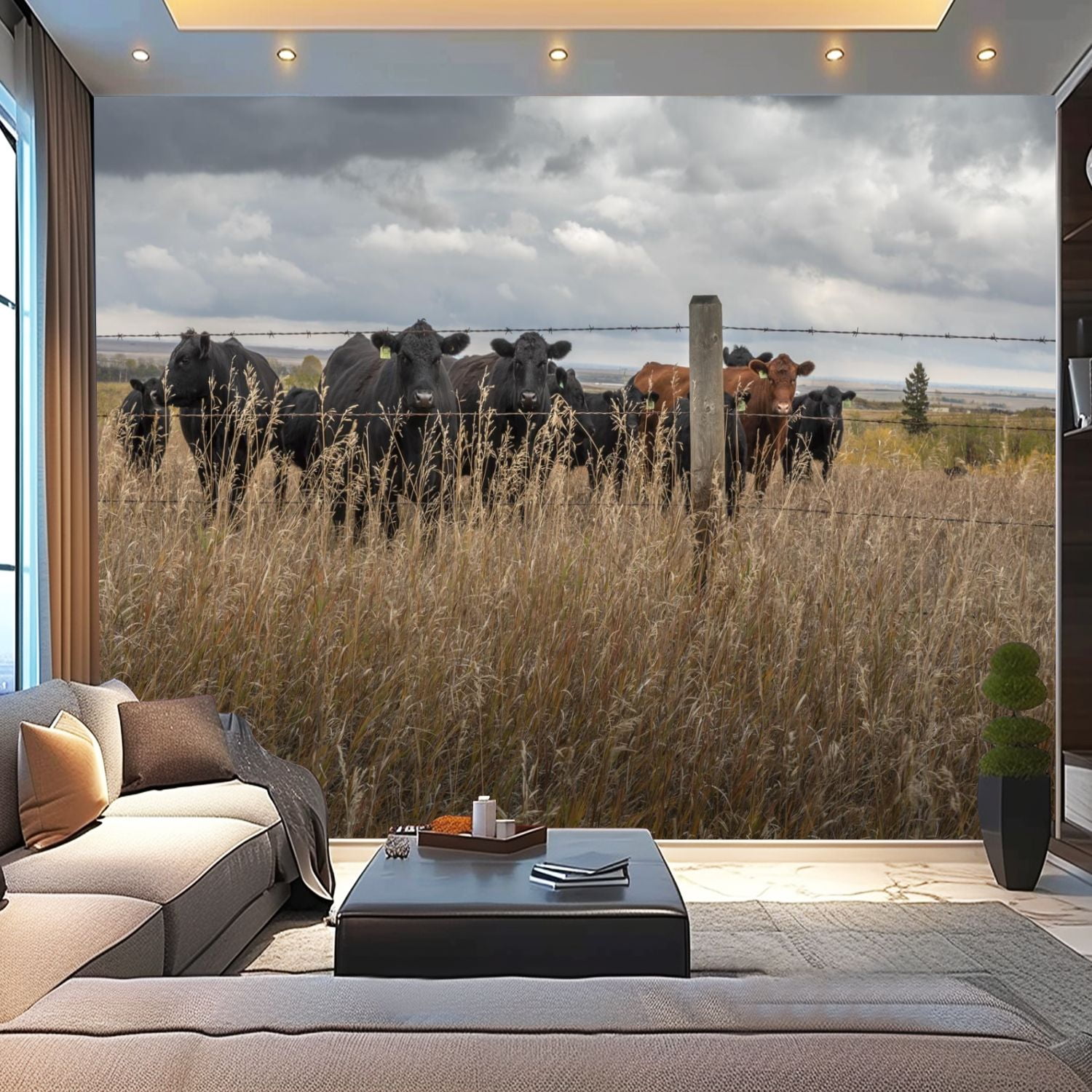 Peel and Stick Wallpaper Canvas cattle pasture beiseker alberta animal ...