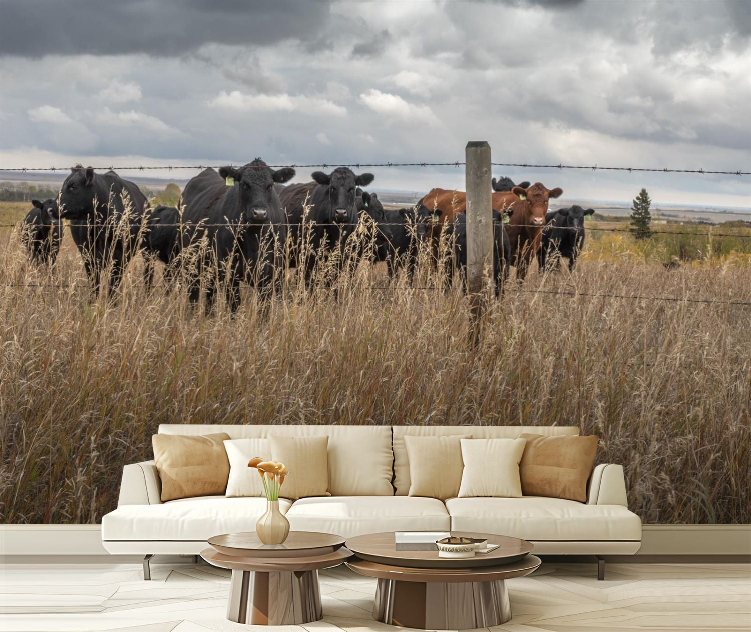 Peel and Stick Wallpaper Canvas cattle pasture beiseker alberta animal ...