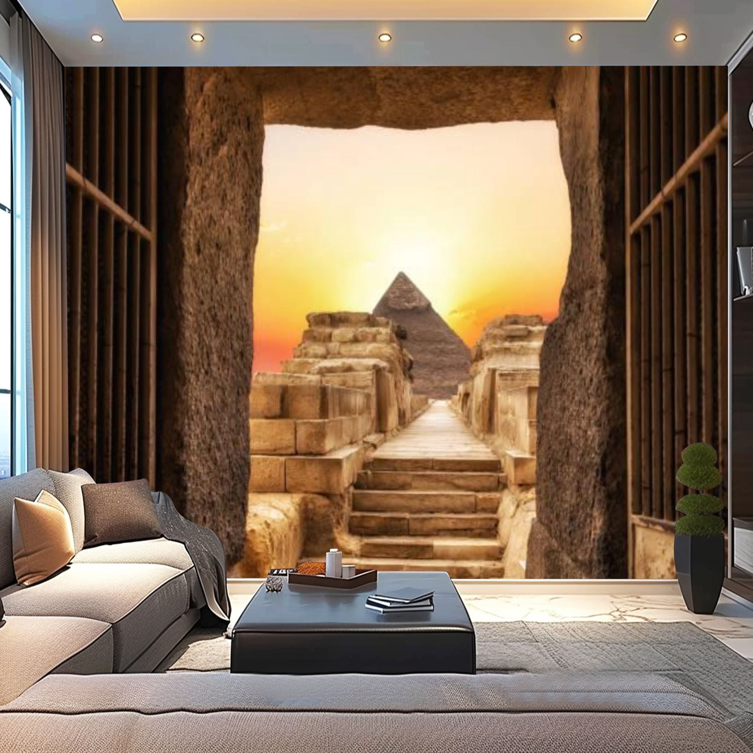 Peel and Stick Wallpaper Canvas chephrens temple pyramid chephren giza ...