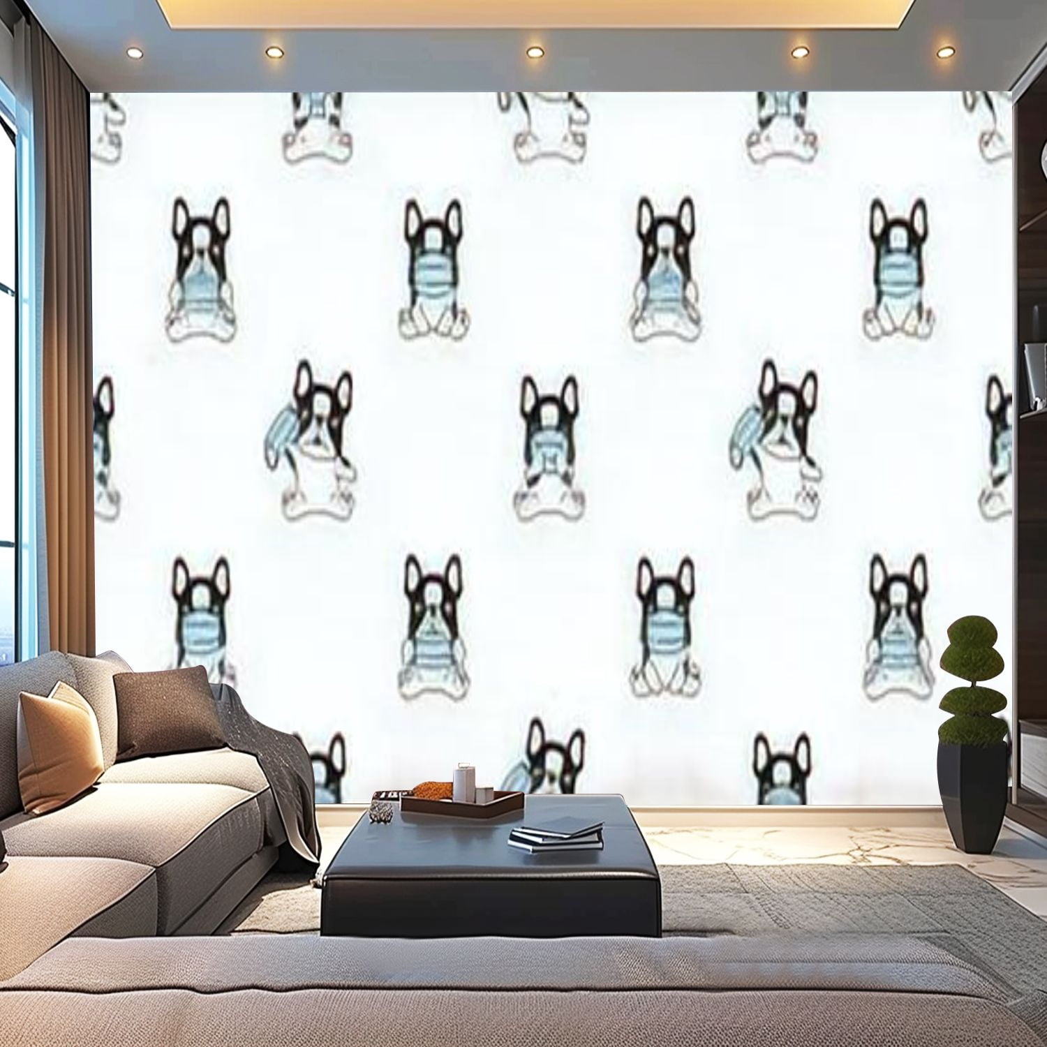 Peel and Stick Wallpaper Canvas dog seamless french face kitten pm 25 ...