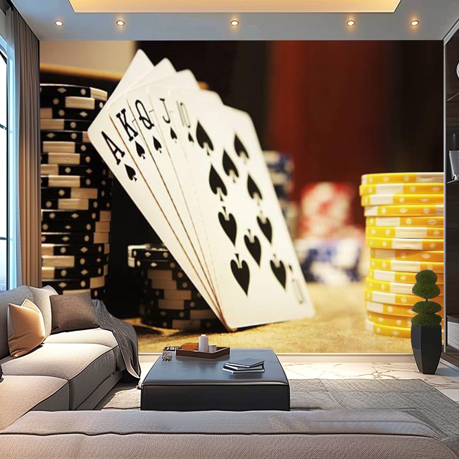 Peel and Stick Wallpaper Canvas gambling poker royal flush spades ...