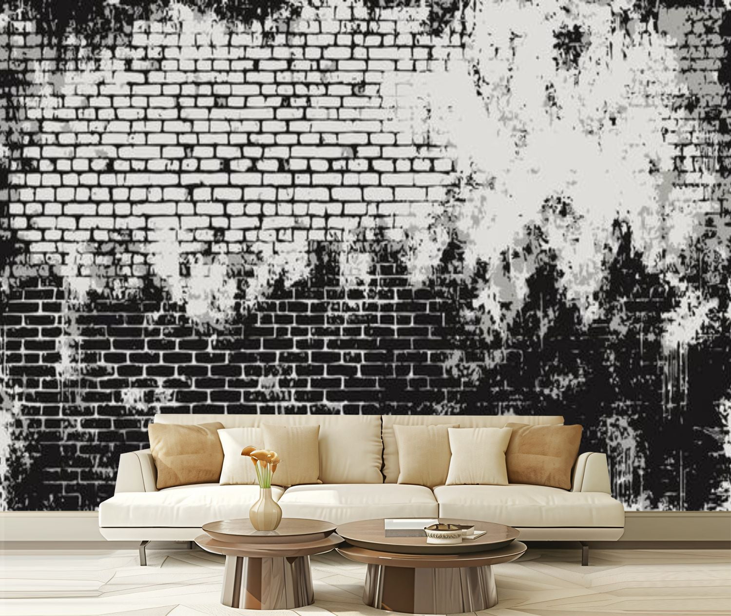 Peel and Stick Wallpaper Canvas high contrast grunge brick wall texture ...