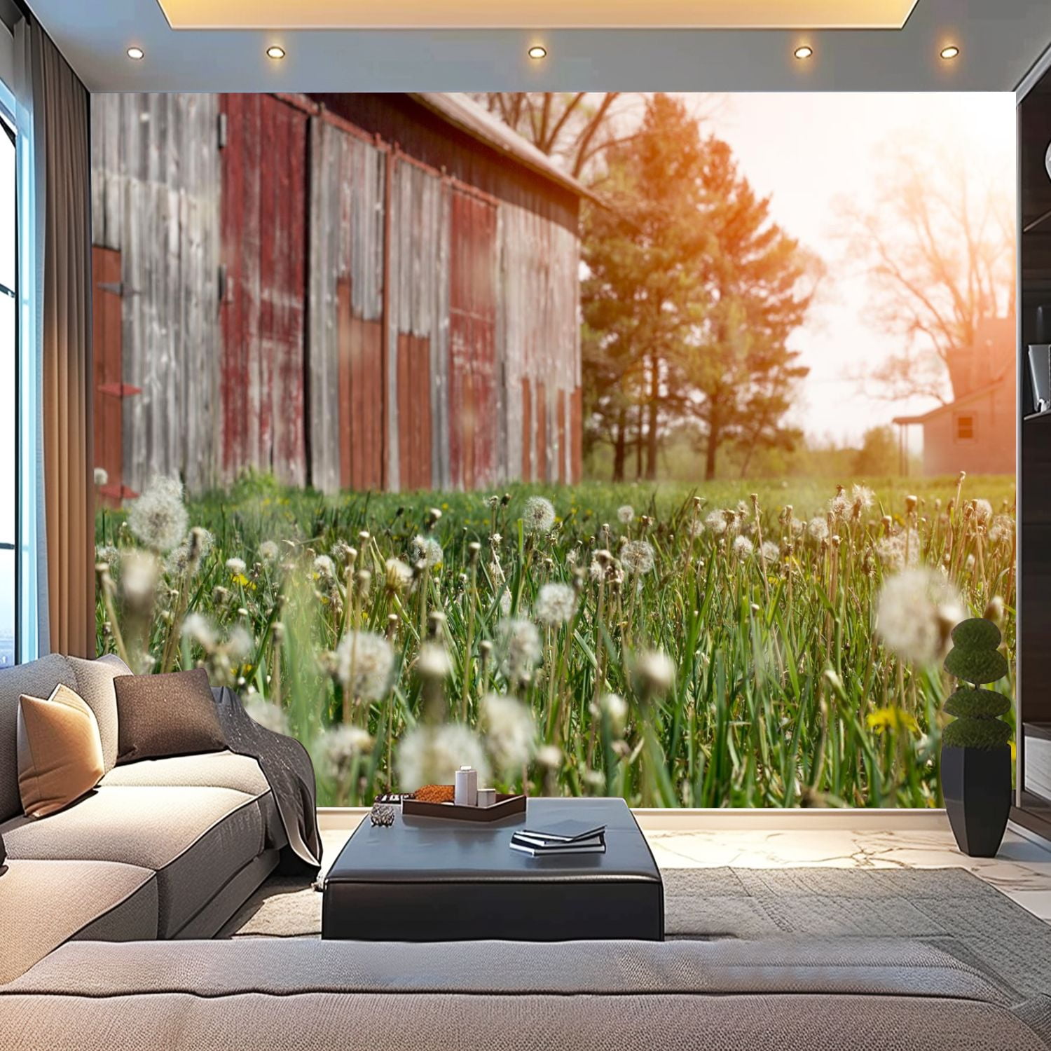 Peel and Stick Wallpaper Canvas historic old farmhouse rustic faded ...