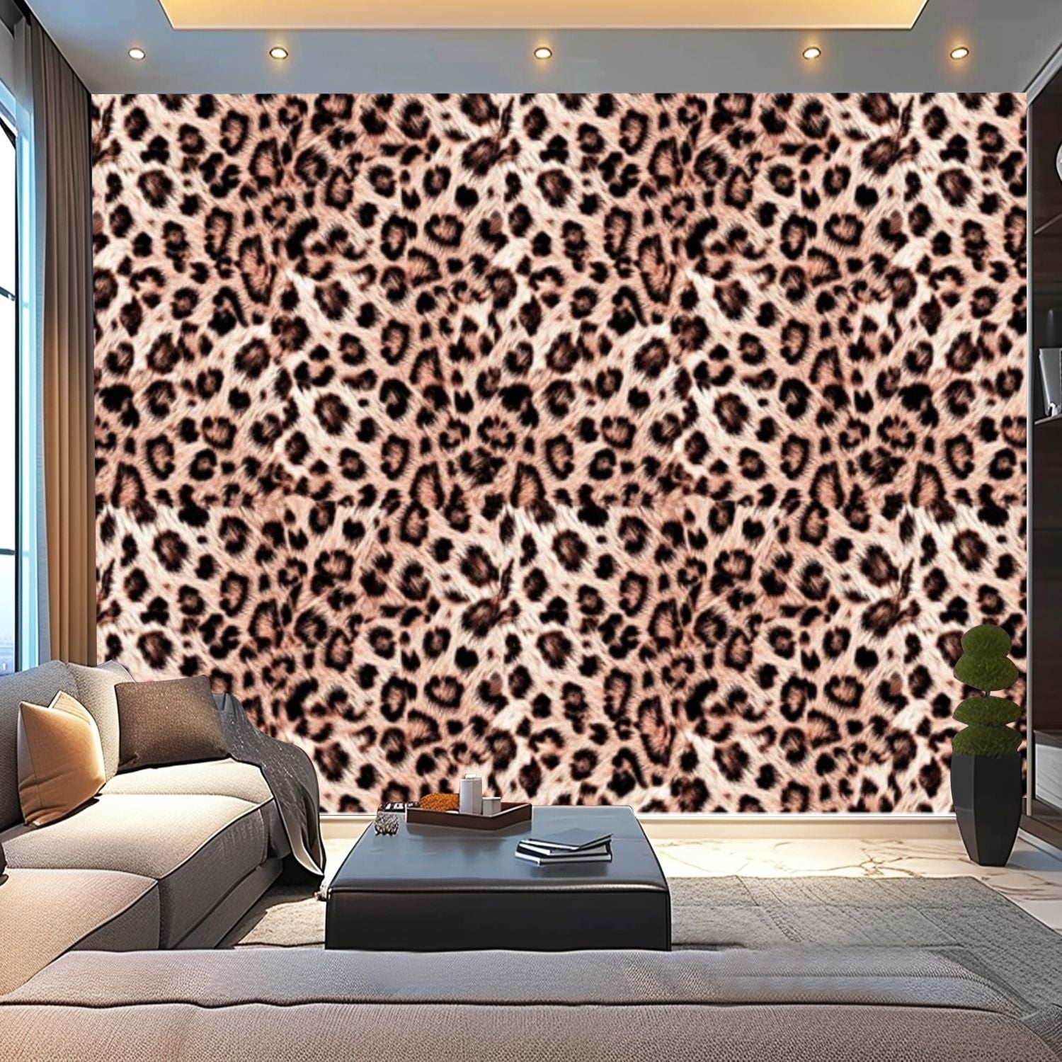 Peel and Stick Wallpaper Canvas leopard print classic leopard print ...