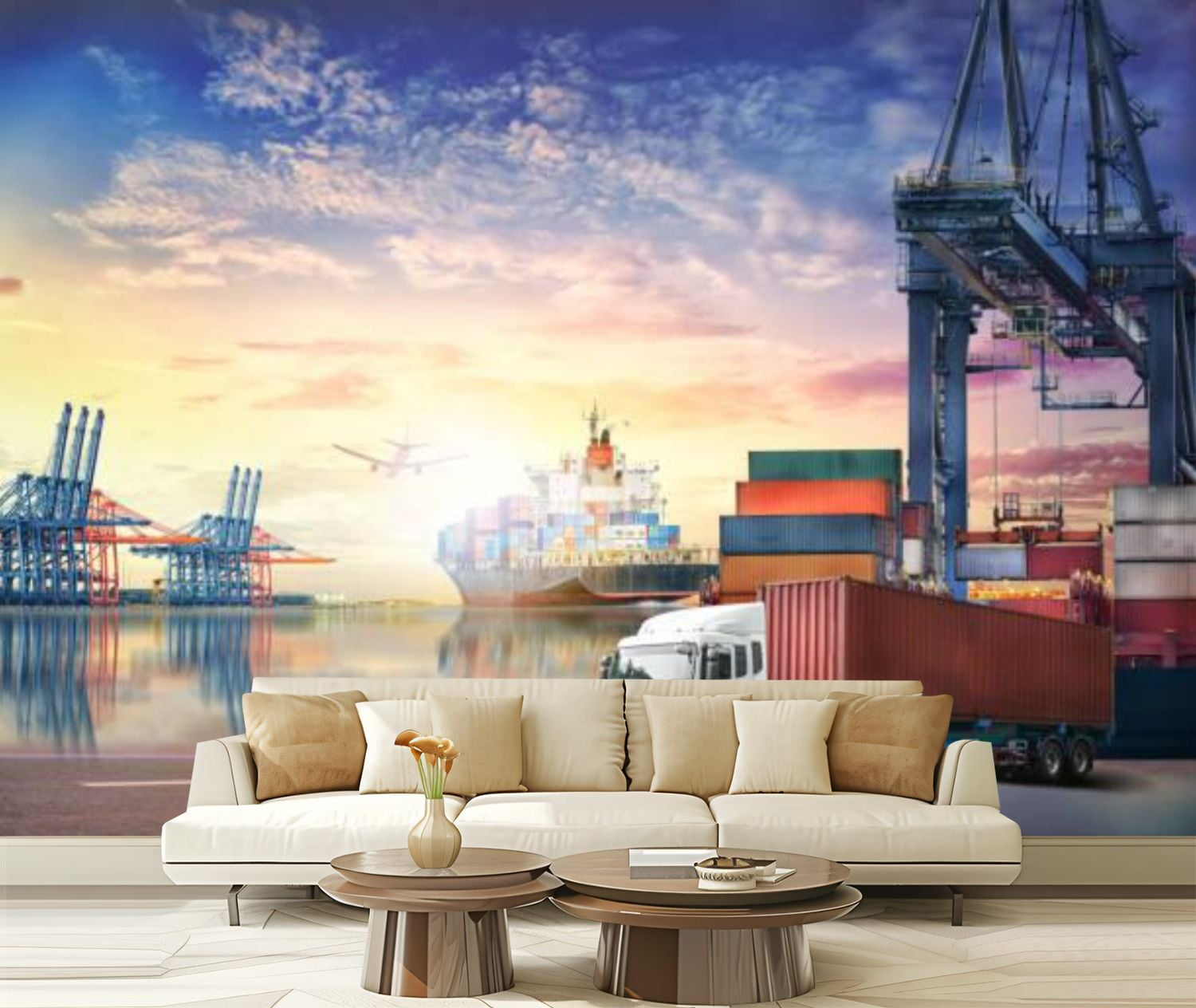 Peel and Stick Wallpaper Canvas logistics import export transport ...