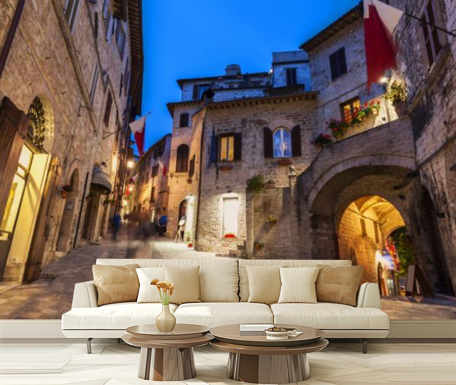 Peel and Stick Wallpaper Canvas old town assisi night old town pictures ...