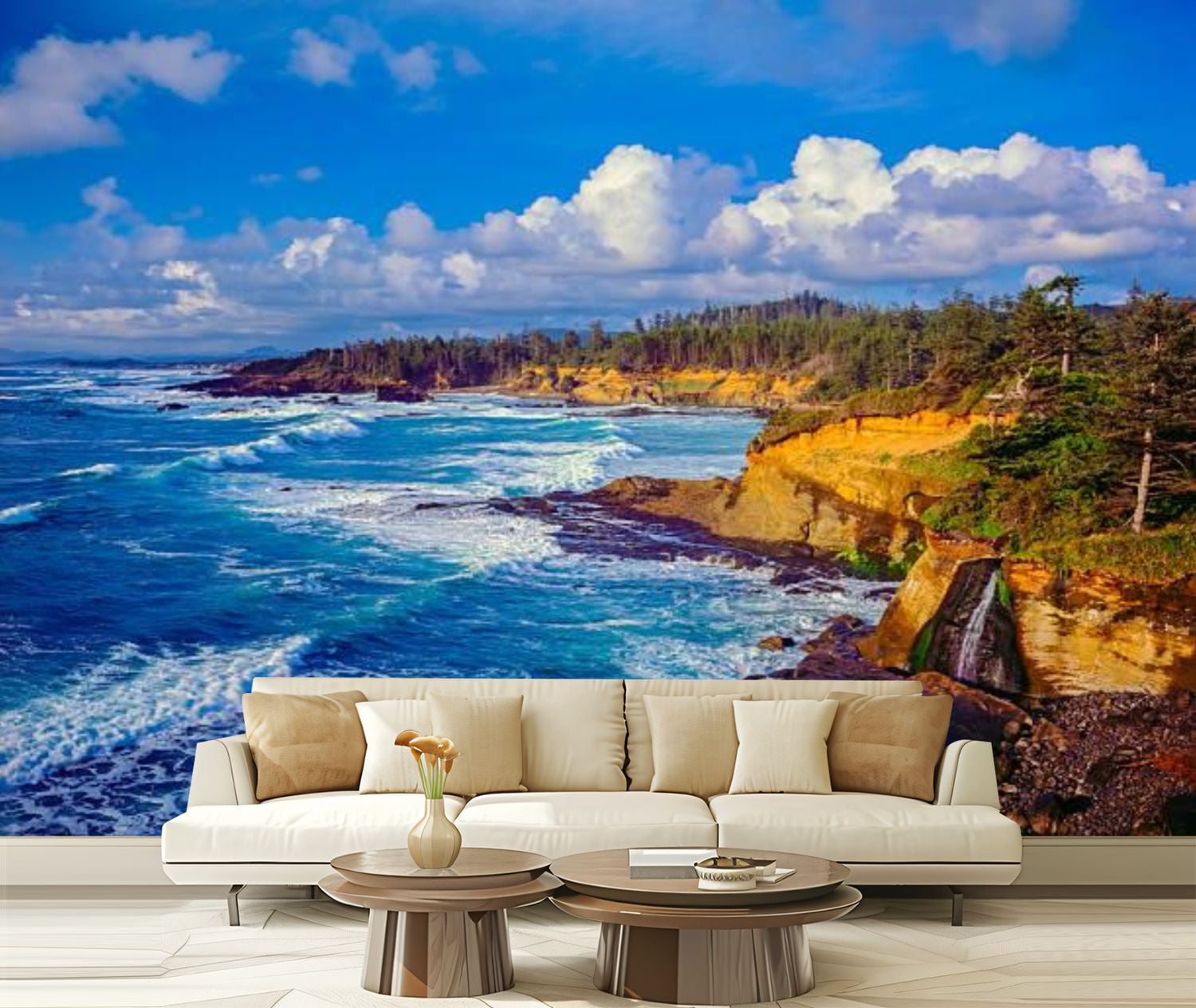 Peel and Stick Wallpaper Canvas oregon coast shoreline depoe bay rocky ...