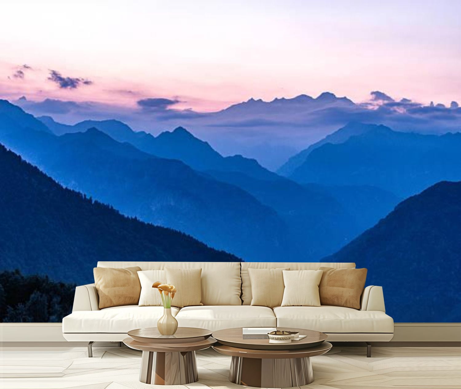 Peel and Stick Wallpaper Canvas silhouette monte rosa italian alps ...