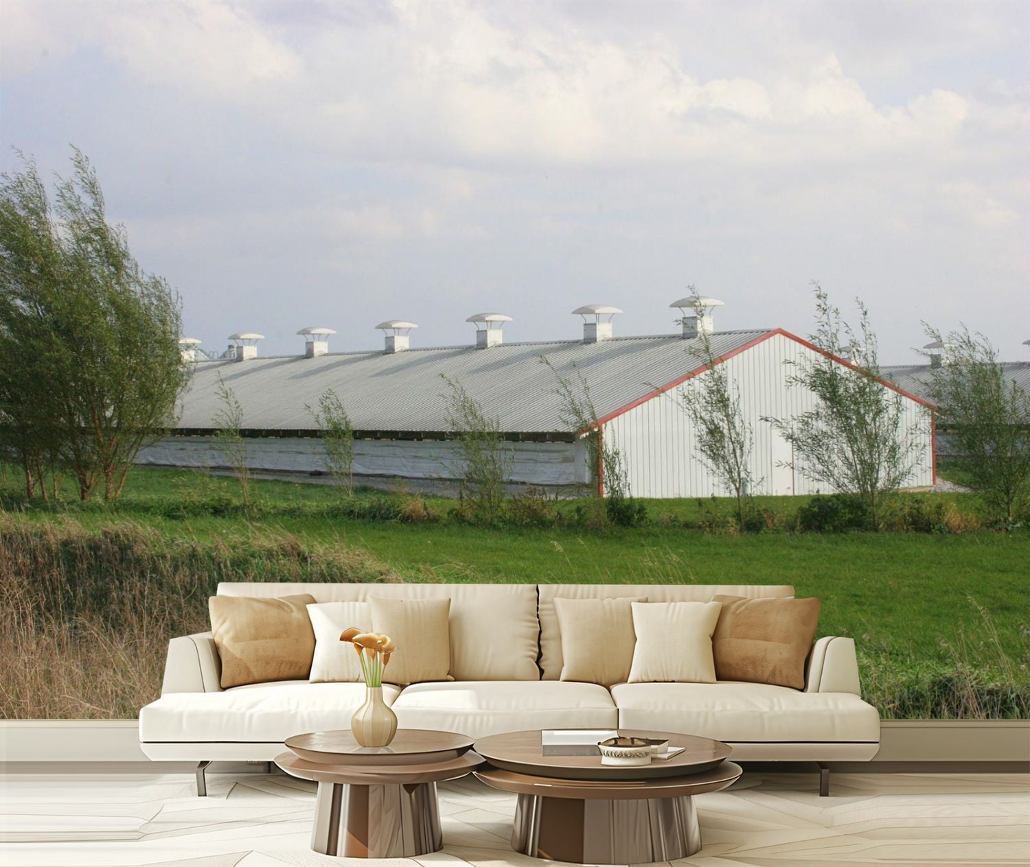 Peel and Stick Wallpaper Canvas trees accent an iowa swine barn iowa ...