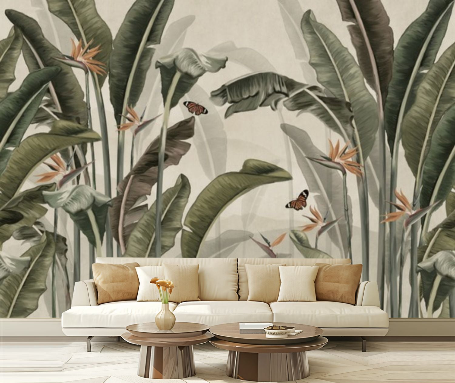 Peel and Stick Wallpaper Canvas tropical forest palm panna trees plants ...