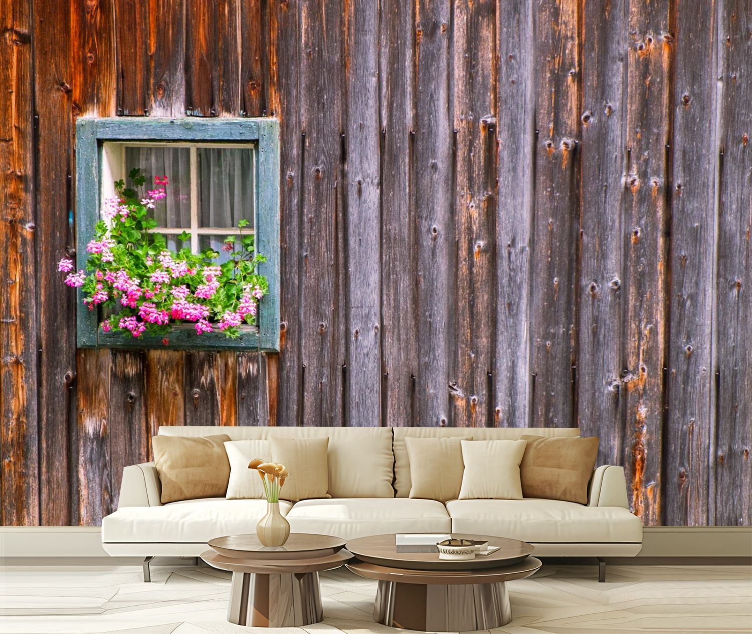 Peel and Stick Wallpaper Canvas window farmhouse mountain lodge cabin ...