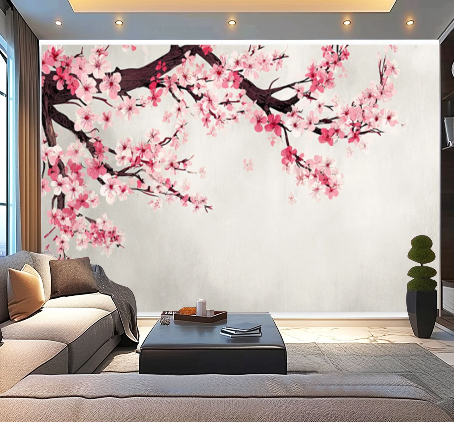 Peel and Stick Wallpaper Cherry Blossom Tree Branches Pink Flowers ...