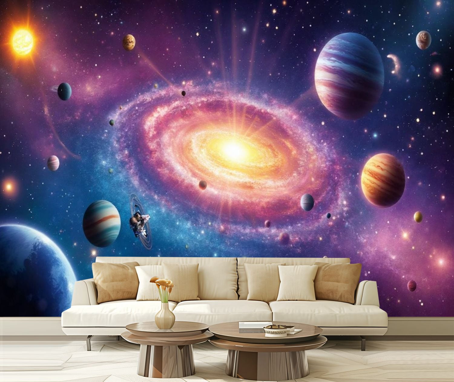 Peel and Stick Wallpaper Color Planet Galaxy Nursery Galaxy Stars ...