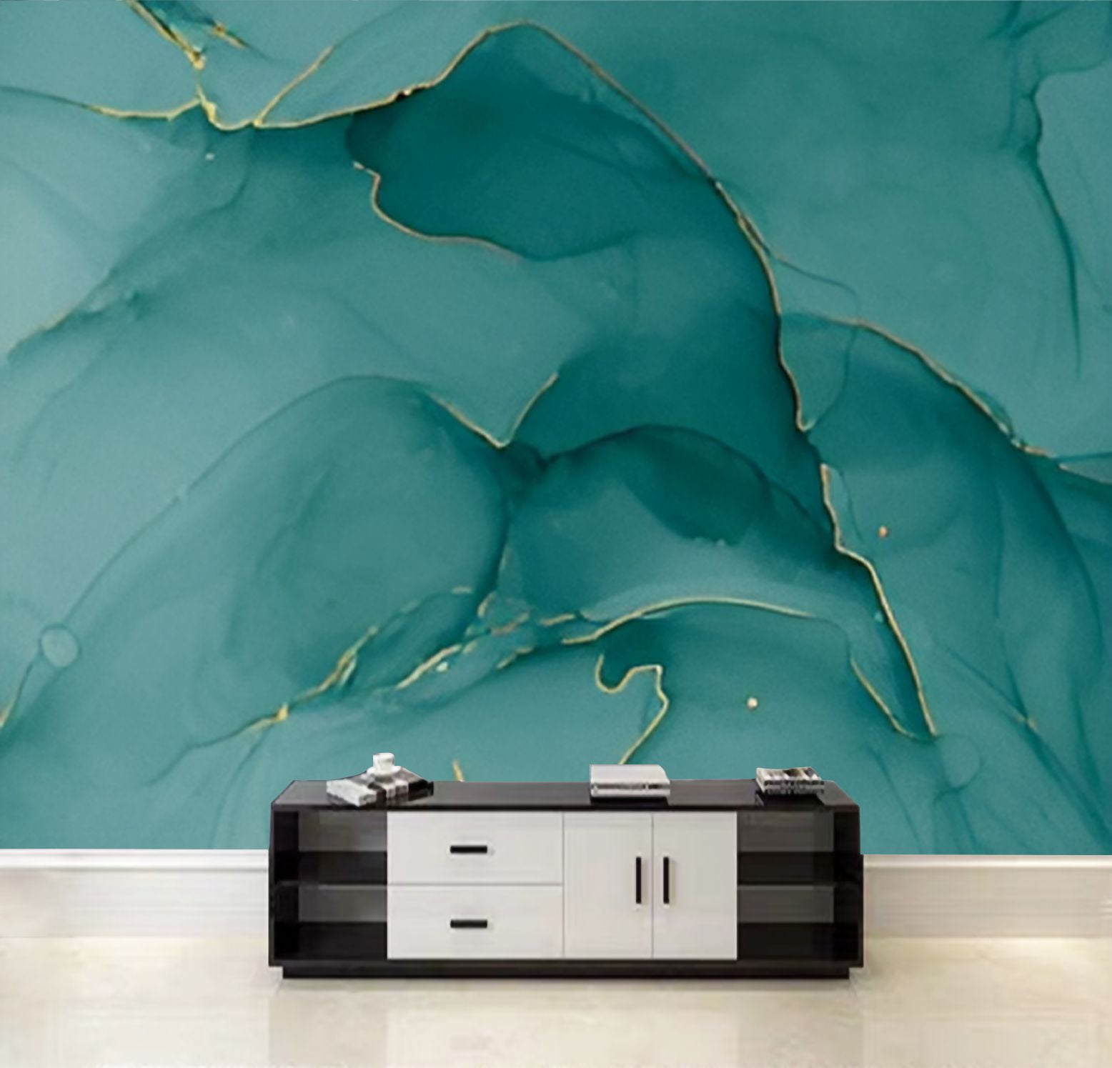 Peel and Stick Wallpaper Colorful Texture Emerald Aquamarine Pigment ...