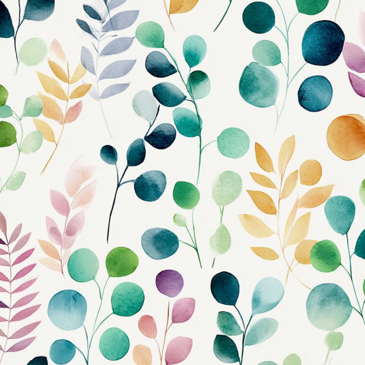 Peel and Stick Wallpaper Colorful Watercolor Leaves Circles Soft ...