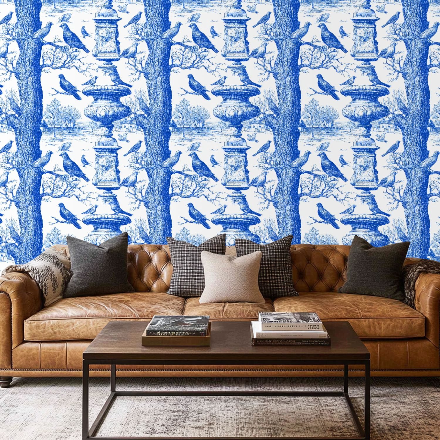Peel and Stick Wallpaper Contact Paper Blue White Vintage French ...
