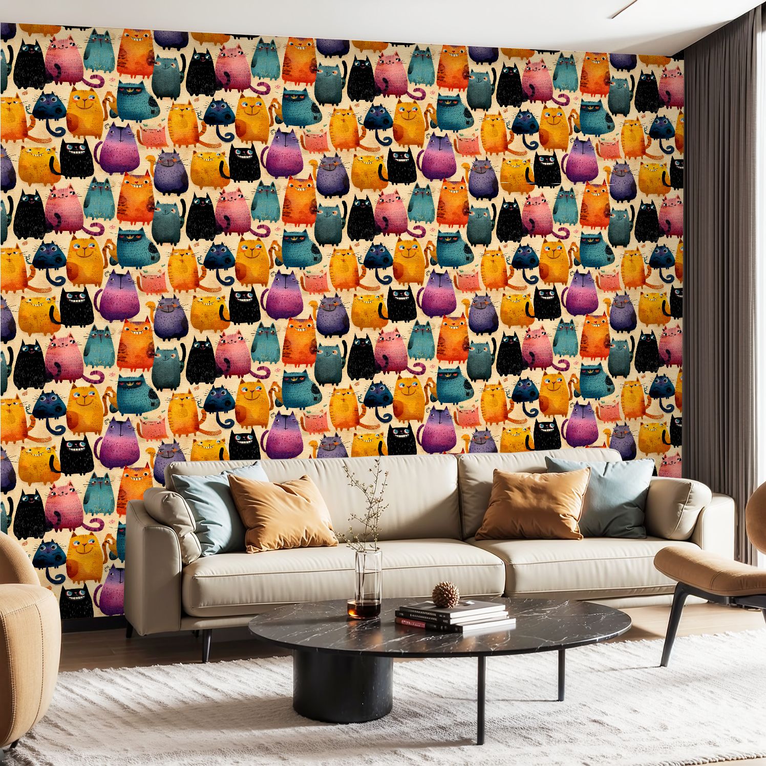 Peel and Stick Wallpaper Contact Paper Cats Animal Textured 3D ...