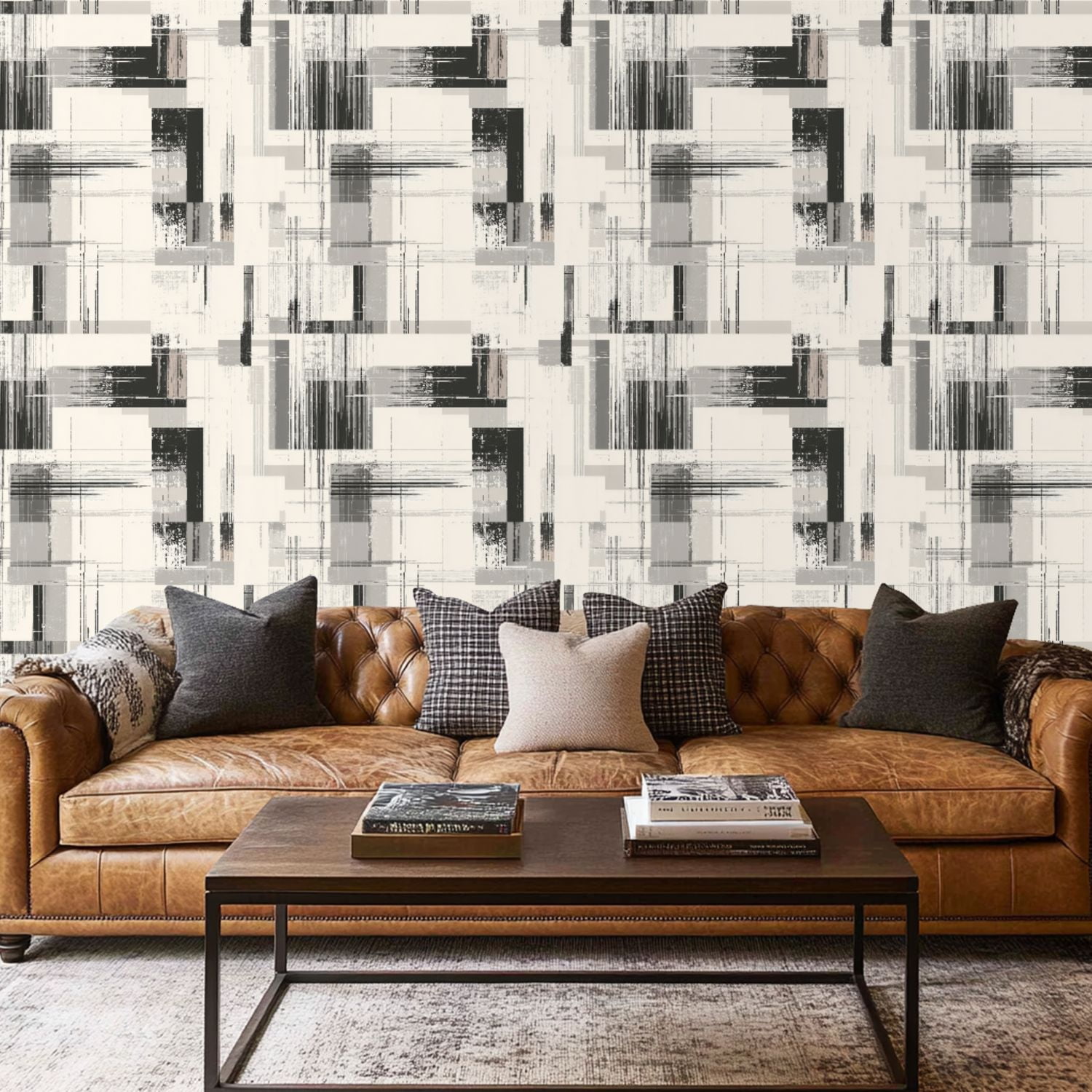 Peel and Stick Wallpaper Contact Paper Retro Textured Boho Patchwork ...