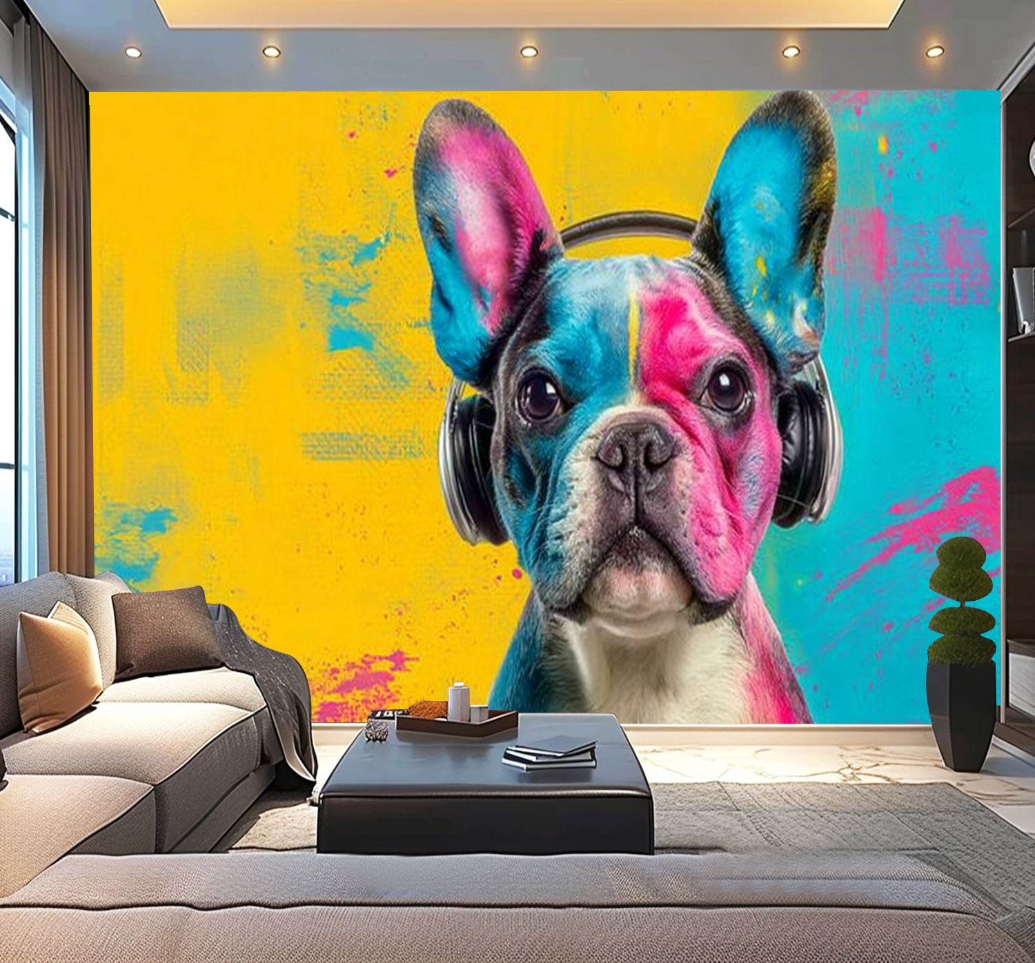 Peel and Stick Wallpaper Cool Colorful Graffiti Dog Funny Animal Art ...
