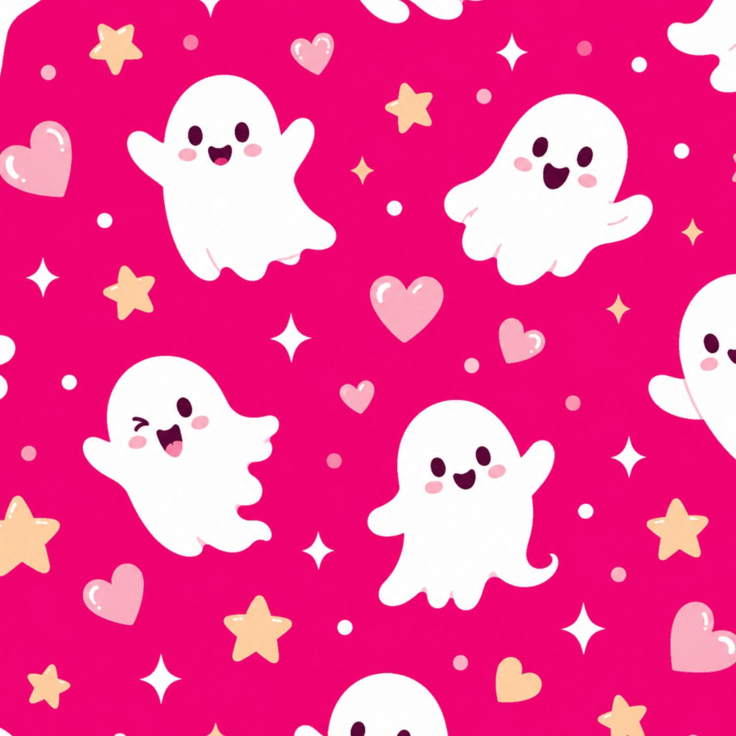 Peel and Stick Wallpaper Cute Ghost Hearts Stars Pink 24in x 118in ...