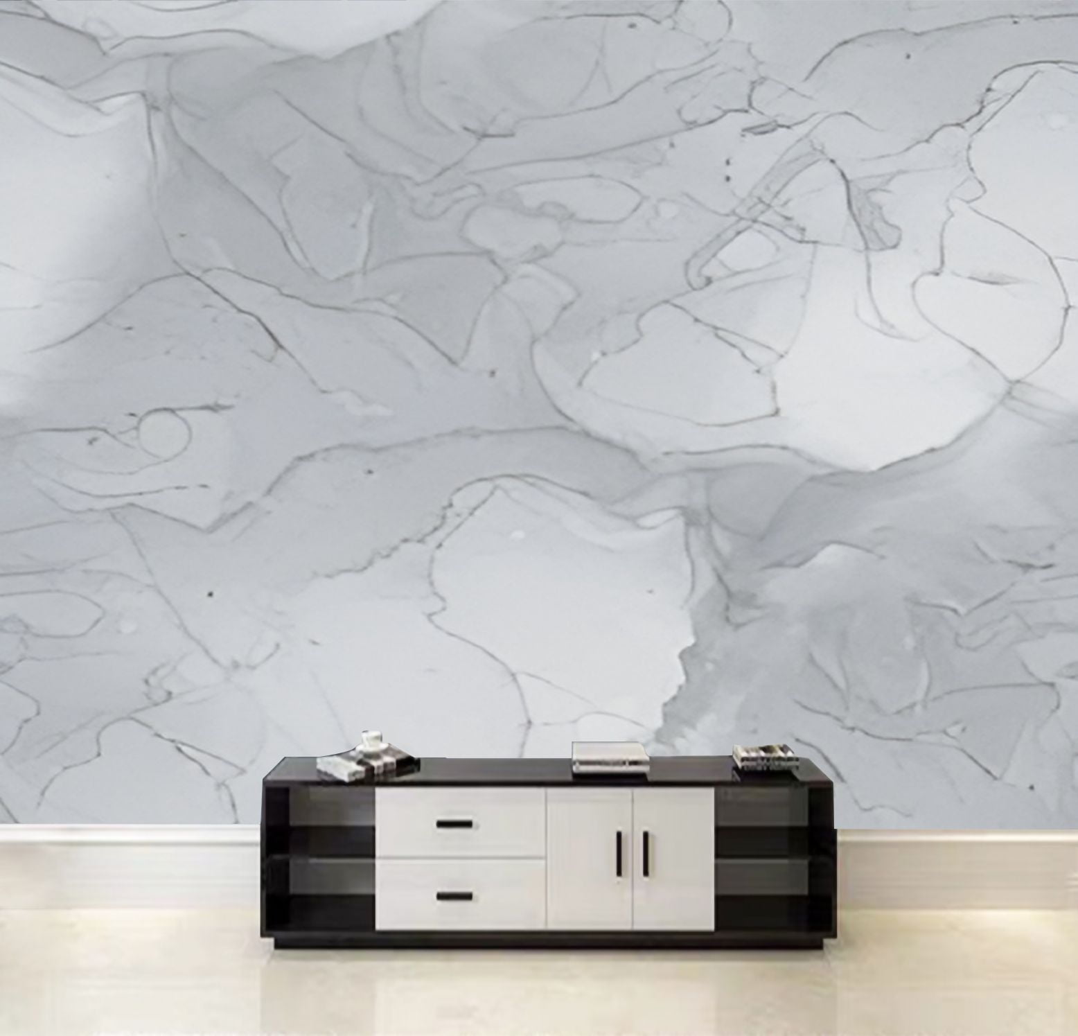 Peel and Stick Wallpaper Dark Marble Floor Texture Gray Gradient ...