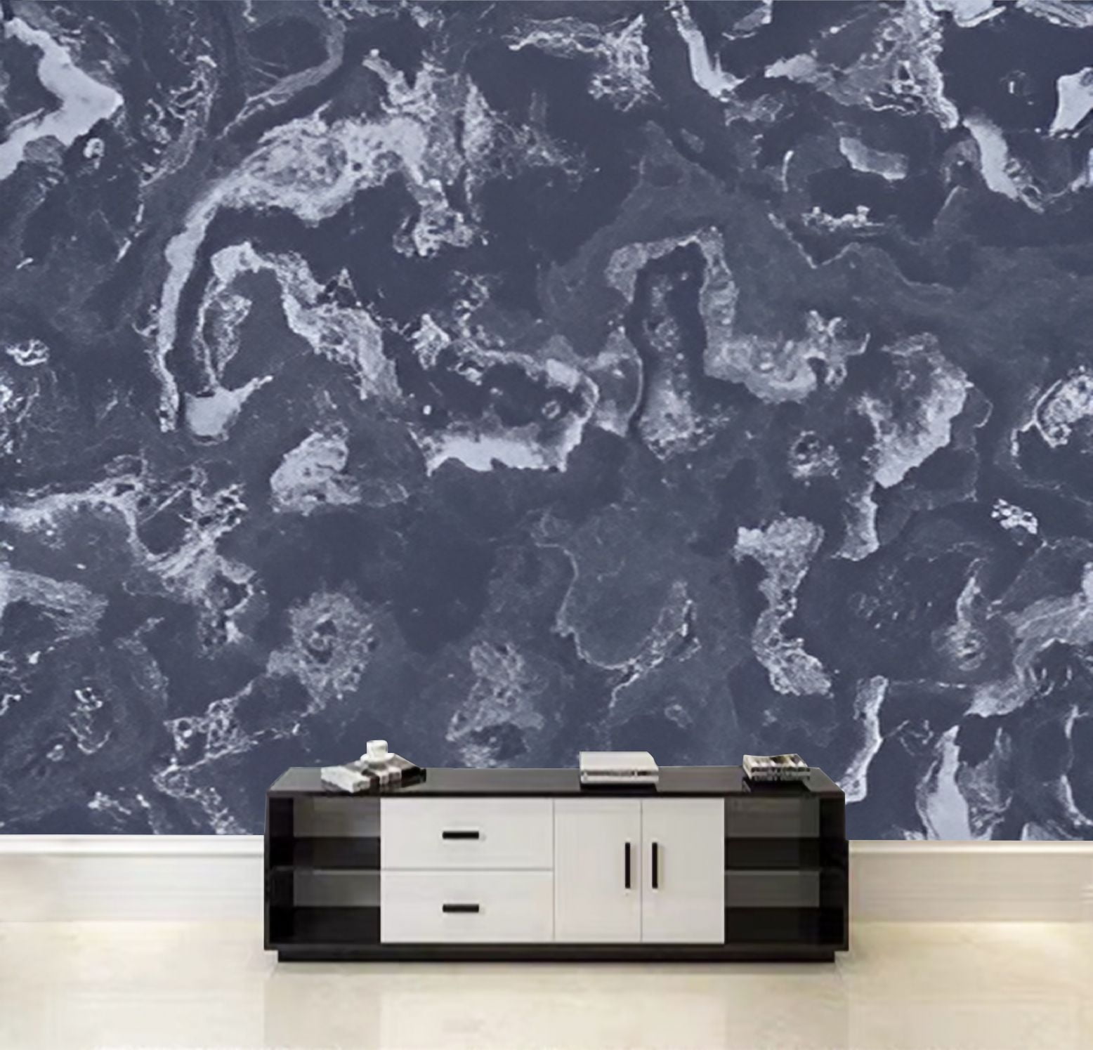 Peel and Stick Wallpaper Dark blue marbled masculine seamless texture ...