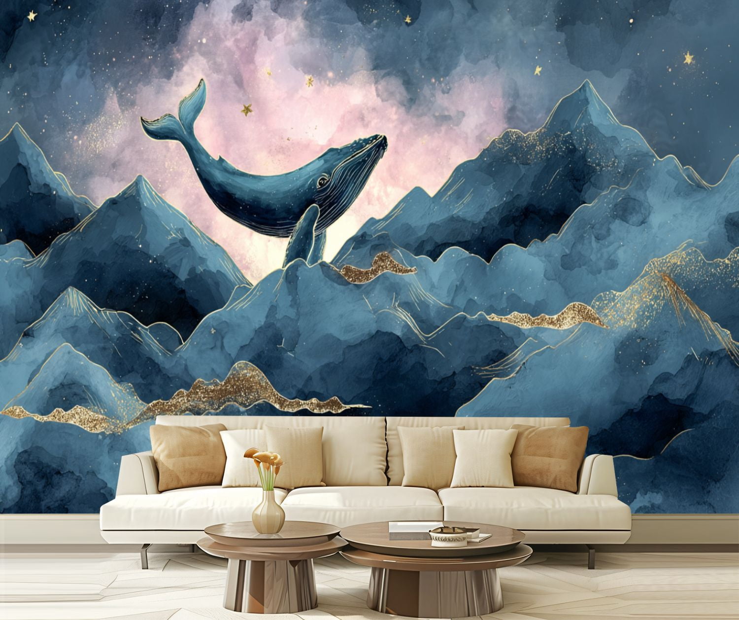 Peel and Stick Wallpaper Decorative Cloud Whale Whales Ranges Clouds ...