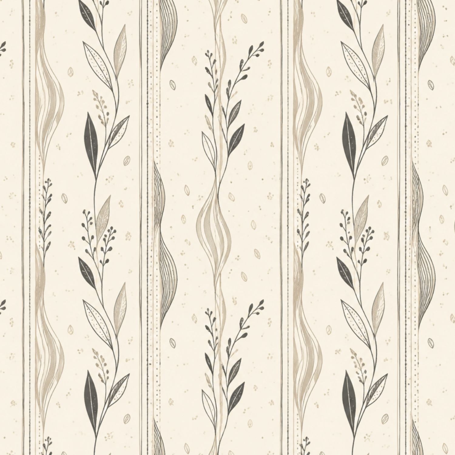 Peel and Stick Wallpaper Floral Abstract Beige Vintage Delicate Leaves ...
