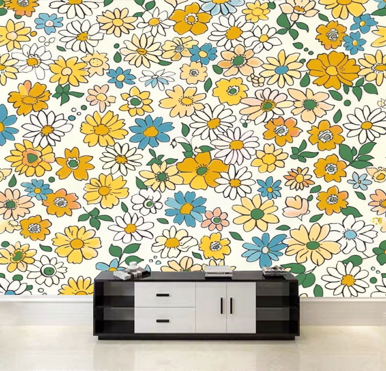 Peel and Stick Wallpaper Floral vintage seamless pattern Boho Hippie ...