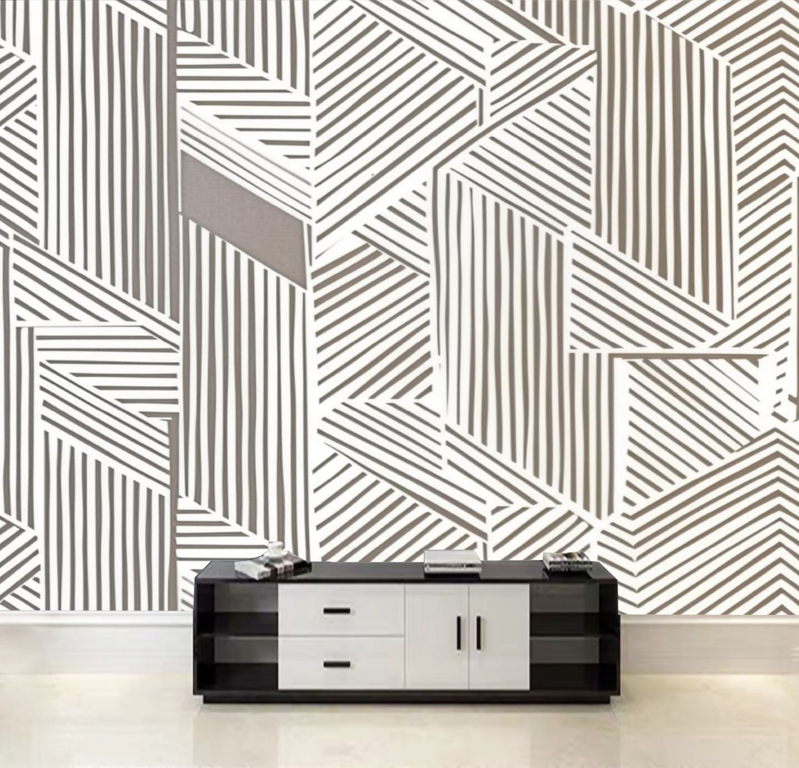 Peel and Stick Wallpaper Geometric seamless pattern Linear style Modern ...