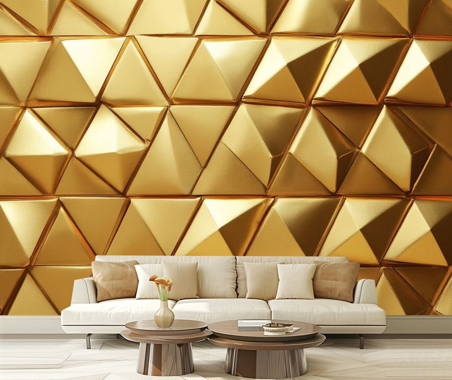 Peel and Stick Wallpaper Golden Geometrical Bedroom Living Room Wall ...