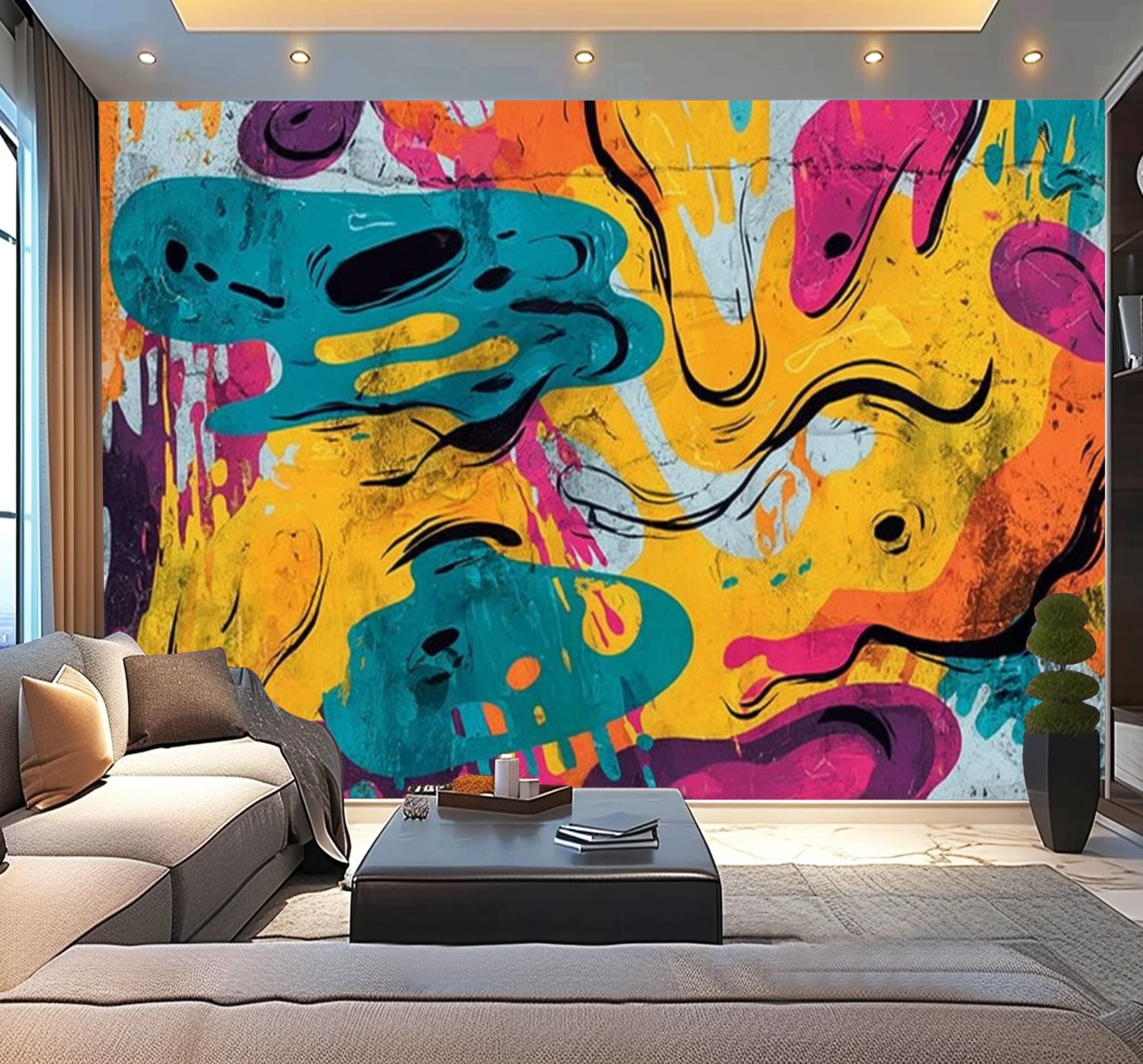 Peel and Stick Wallpaper Graffiti pop art abstract art Abstract Hand ...