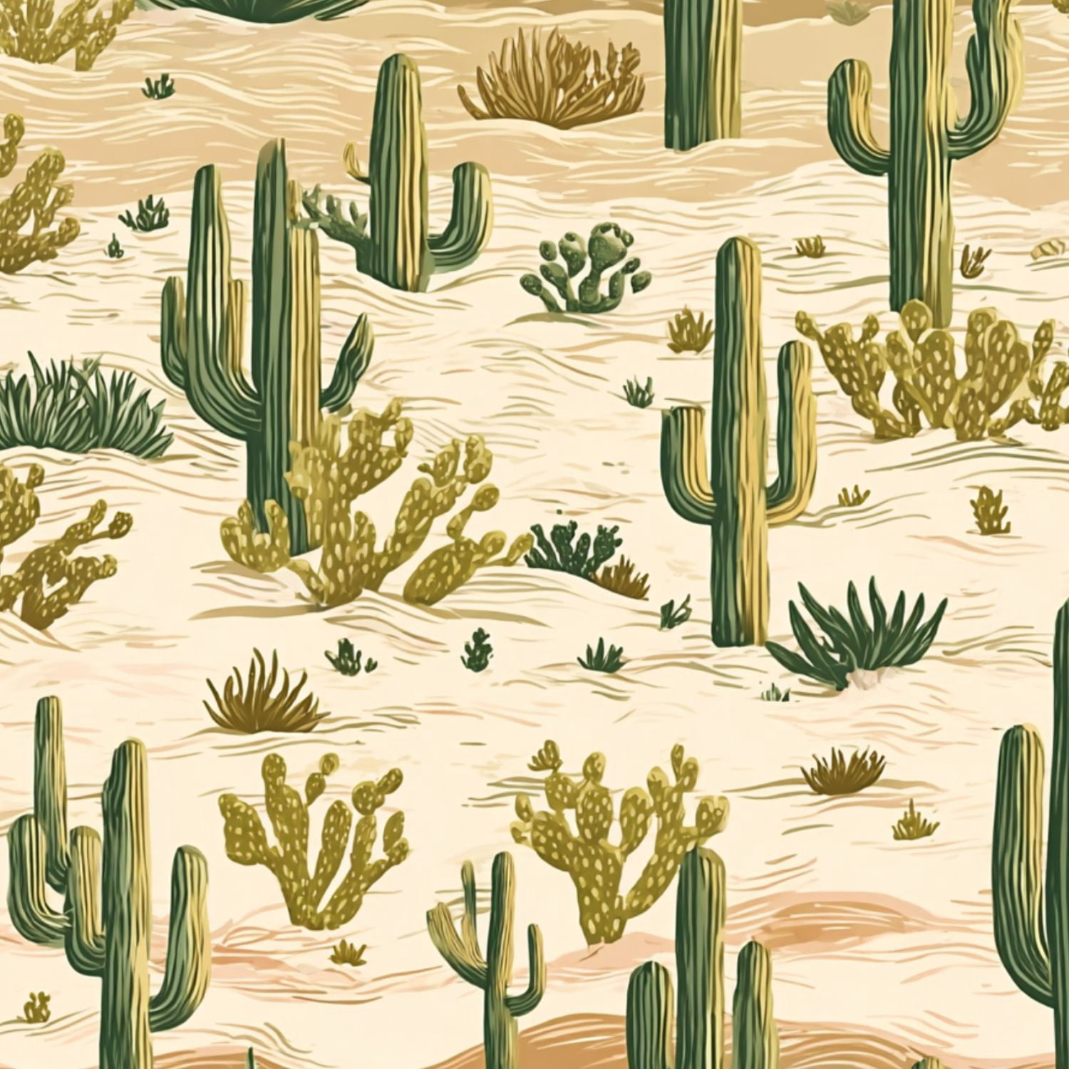 Peel and Stick Wallpaper Green Succulents Desert Western Cactus ...