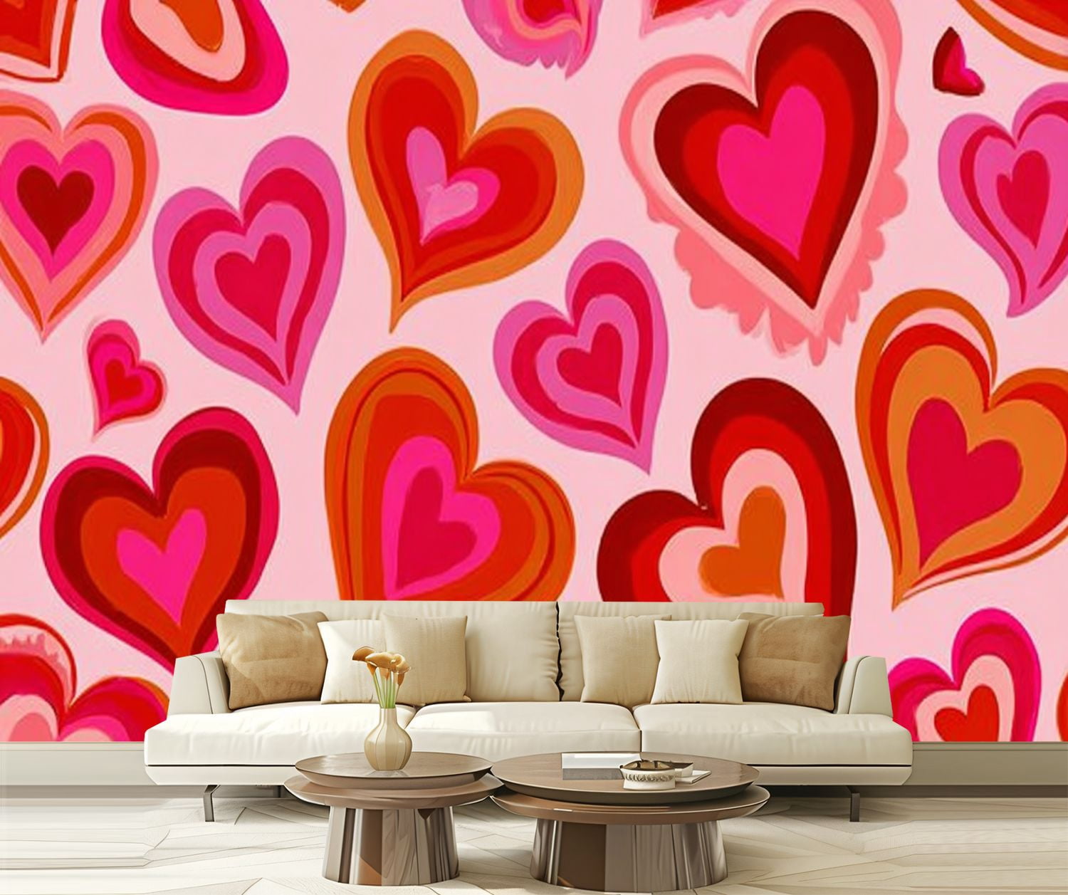 Peel and Stick Wallpaper Groovy Hearts Psychedelic Distorted 1970s ...