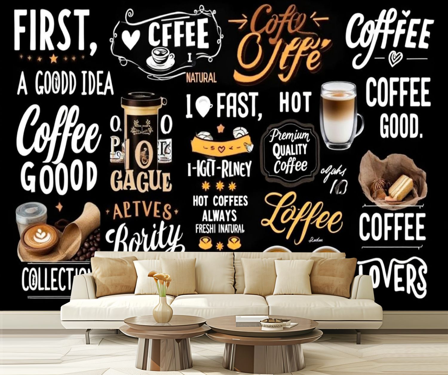 Peel and Stick Wallpaper Hand Painted Coffee Shop Blackboard Modern ...