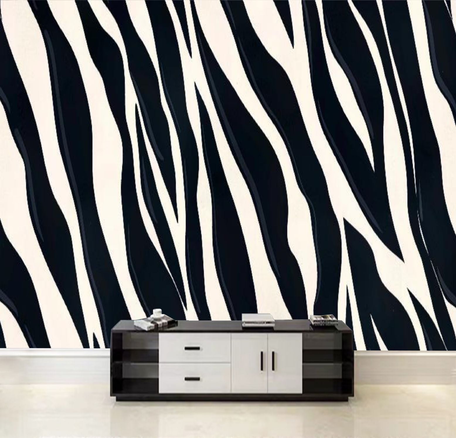Peel and Stick Wallpaper Hand drawn contemporary abstract zebra striped ...